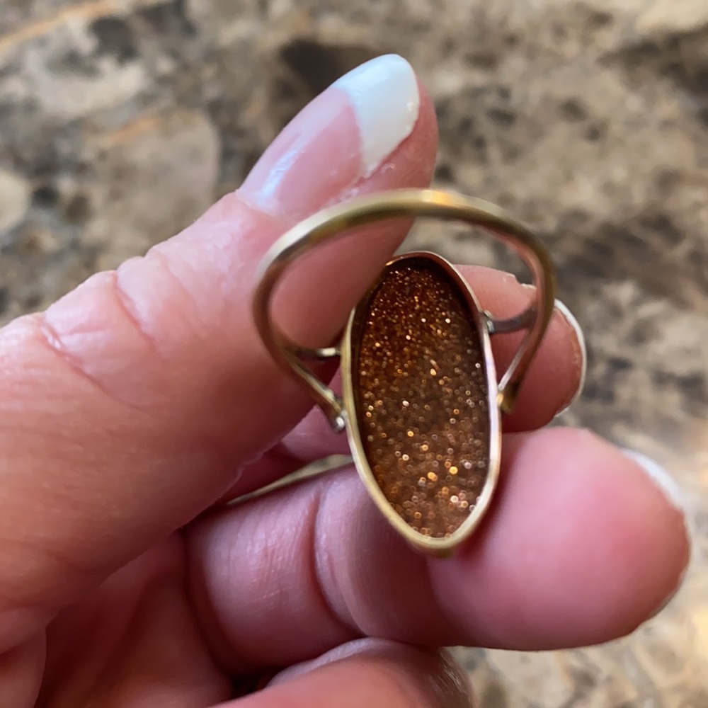 Antique 9ct Rose Gold, Sandstone Ring - Gem